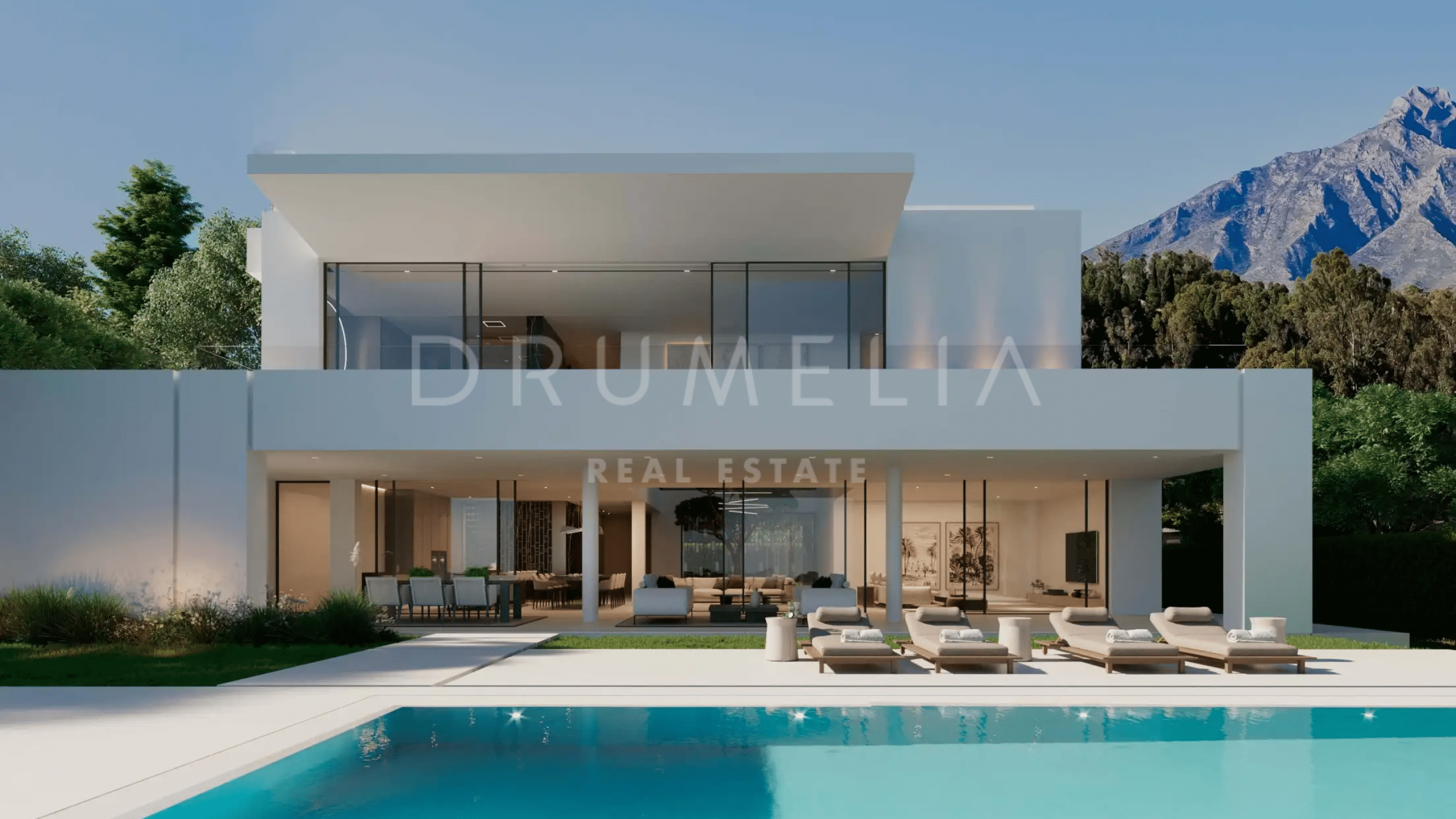 Gloednieuwe moderne high-end villa met uitzicht op zee en de bergen aan ...